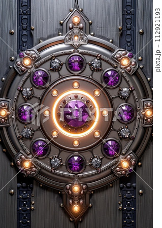 Ornate alien spaceship door panel with glowing...のイラスト素材 [112921193 ...