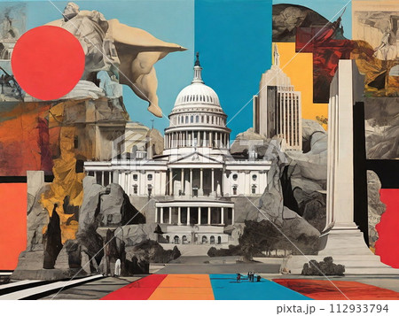 AI-generated content. Collage of Washington DC...のイラスト素材 [112933794 ...