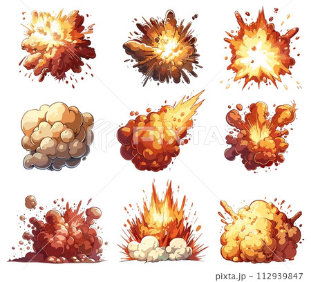 AI-generated content. Cartoon blasts. Smoky...のイラスト素材 [112939847] - PIXTA