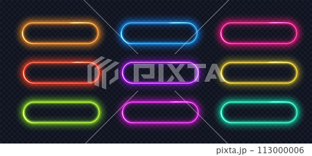 Neon button frame isolated collection. Glowing...のイラスト素材 [113000006] - PIXTA