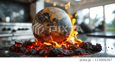 Abstract background of overheated earth globe....のイラスト素材 [113000267 ...