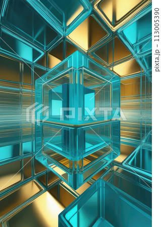Dynamic shapes composition symmetric boxes and...のイラスト素材 [113005390 ...