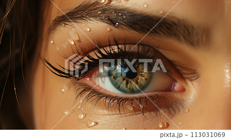 Exquisite detail of a dewy human eye captured...のイラスト素材 [113031069] - PIXTA