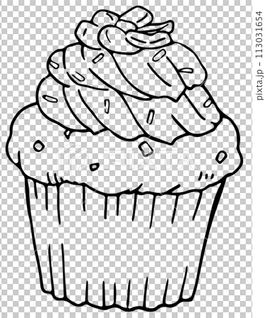 Cupcake line drawing - Stock Illustration [113031654] - PIXTA