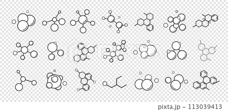 A set of molecules, chemical compounds and...のイラスト素材 [113039413] - PIXTA