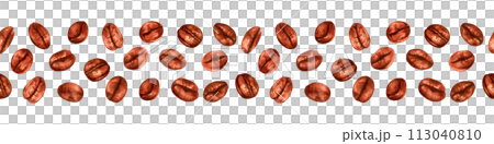 Seamless border of coffee beans. The aroma of...のイラスト素材 [113040810] - PIXTA
