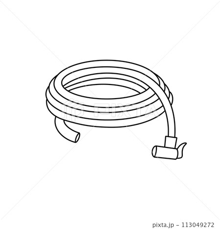 A black and white drawing of a garden hoseのイラスト素材 [113049272] - PIXTA