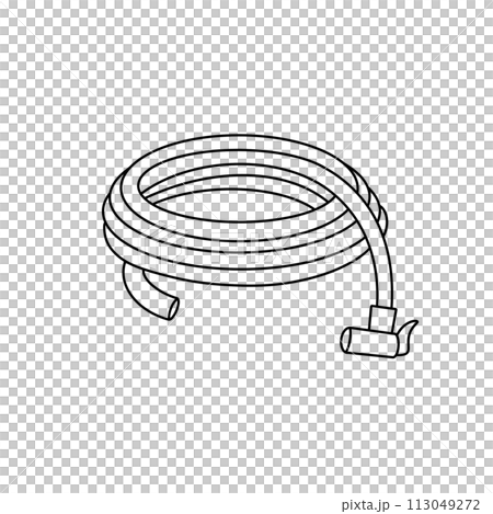 A black and white drawing of a garden hoseのイラスト素材 [113049272] - PIXTA