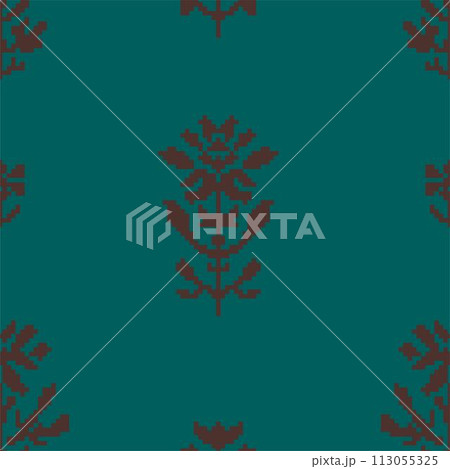 Teal Floral Seamless Pattern vectorのイラスト素材 [113055325] - PIXTA