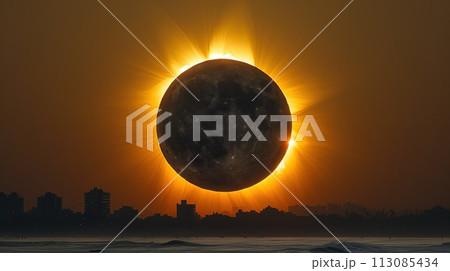 colorful solar eclipse beautiful landscapeのイラスト素材 [113085434] - PIXTA