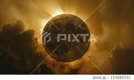 colorful solar eclipse beautiful landscapeのイラスト素材 [113085522] - PIXTA