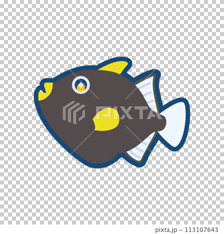 Illustration of cute black triggerfish - Stock Illustration [113107643 ...