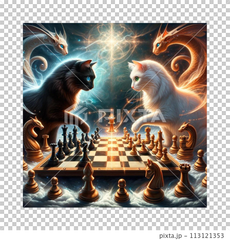 A spirited battle between cats and the master... - Stock Illustration ...