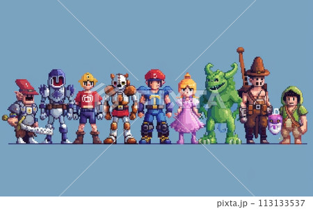 Retro Pixel Art Characters. A collection of...のイラスト素材 [113133537] - PIXTA