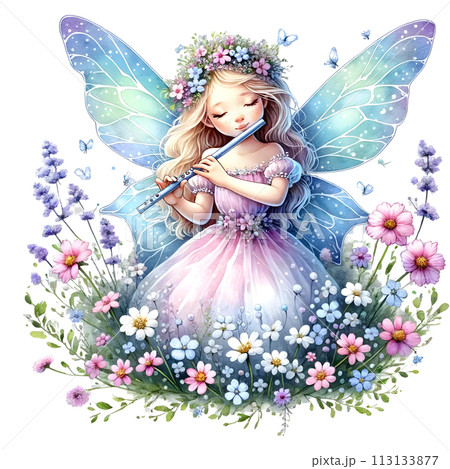 Fairy playing fluteのイラスト素材 [113133877] - PIXTA