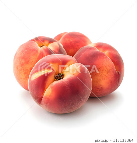 Four peaches stacked on white background, a...のイラスト素材 [113135364] - PIXTA