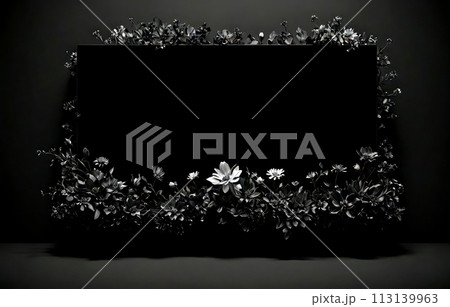 black background for epitaph. Dark backdrop...のイラスト素材 [113139963] - PIXTA