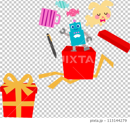 A present that pops out of an opened gift box - Stock Illustration ...