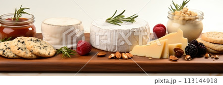 Banner. Platter of assorted cheeses and...のイラスト素材 [113144918] - PIXTA