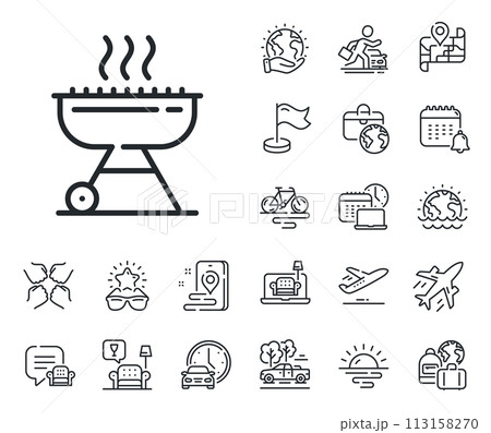 Barbecue cooker for cooking food sign. Plane...のイラスト素材 [113158270] - PIXTA