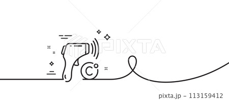 Electronic thermometer line icon. Continuous...のイラスト素材 [113159412] - PIXTA