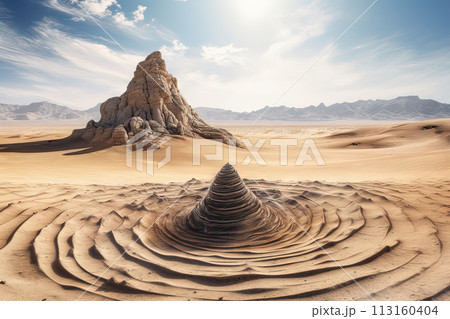 Surreal rock vortex formation. Fictional coiled...のイラスト素材 [113160404 ...