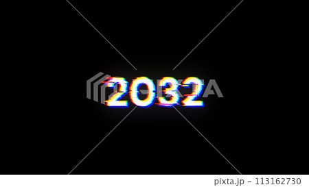 3D rendering 2032 text with screen effects of...のイラスト素材 [113162730] - PIXTA