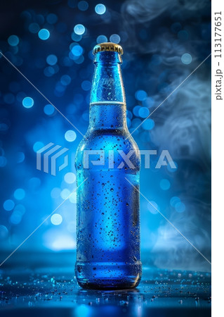 Full shot blue beer bottle , back lighting...のイラスト素材 [113177651] - PIXTA