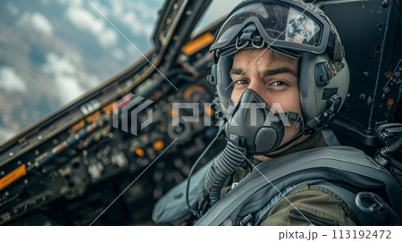 Fighter Jet Pilot Wearing Helmet and Gogglesのイラスト素材 [113192472] - PIXTA