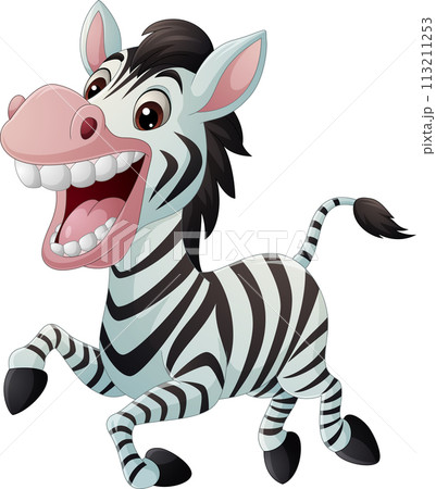 Cute zebra cartoon on white backgroundのイラスト素材 [113211253] - PIXTA