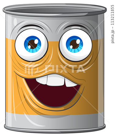 Happy Cartoon Tin Can Characterのイラスト素材 [113211855] - PIXTA