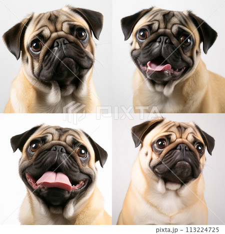 Collage of portraits of Pug dogs, various...のイラスト素材 [113224725] - PIXTA