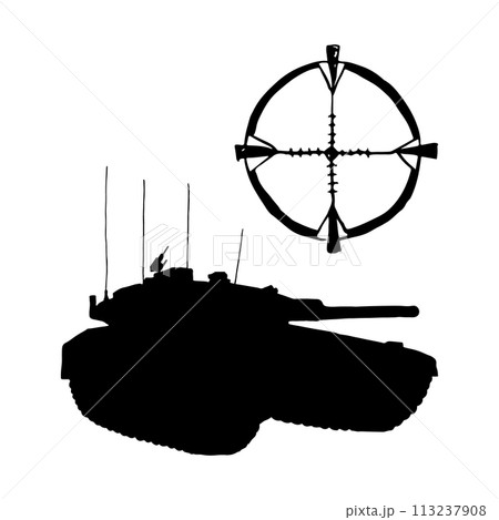 Israel Merkava tank black silhouette with...のイラスト素材 [113237908] - PIXTA
