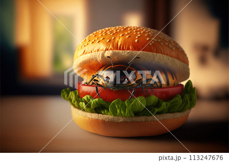 burger with cockroachのイラスト素材 [113247676] - PIXTA