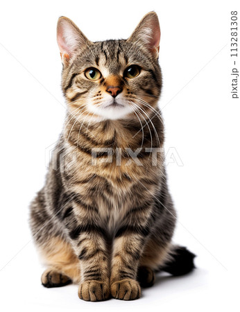 Full length portrait of a cat on a white...のイラスト素材 [113281308] - PIXTA
