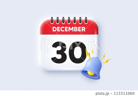 30th day of the month icon. Calendar date 3d...のイラスト素材 [113311060] - PIXTA