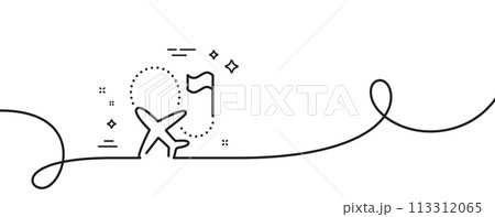 Destination flag line icon. Continuous one line...のイラスト素材 [113312065 ...