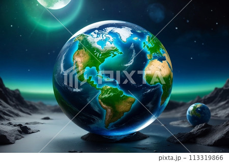 planet earth on abstract blue backgroundのイラスト素材 [113319866] - PIXTA