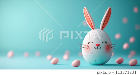 Creative decorated Easter egg with smile on its...のイラスト素材 [113373231 ...