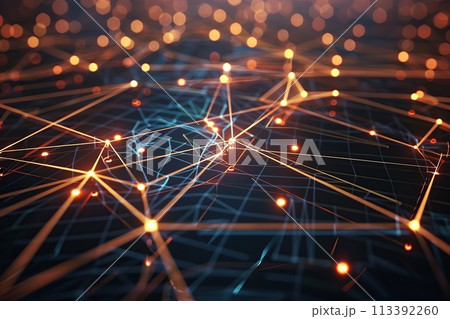 Digital network of interconnected nodes and...のイラスト素材 [113392260] - PIXTA