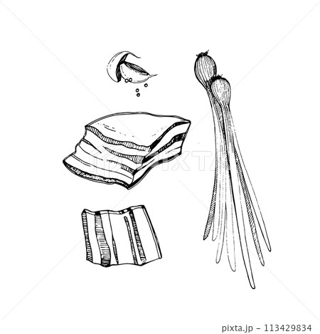 Illustration. Vector illustration, food. Lard,...のイラスト素材 [113429834 ...