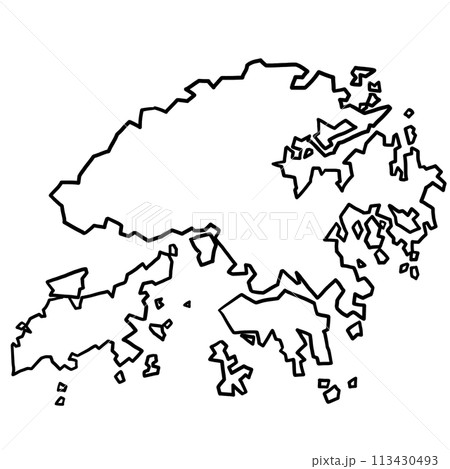 Hong Kong map outlineのイラスト素材 [113430493] - PIXTA