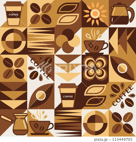 Coffee theme background with design elements in...のイラスト素材 [113449705 ...