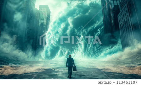 Disheartened Businessman Standing in the City...のイラスト素材 [113461107] - PIXTA