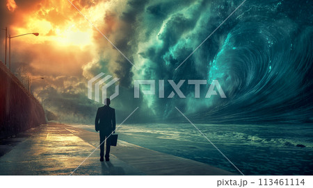 Disheartened Businessman Standing in the City...のイラスト素材 [113461114] - PIXTA