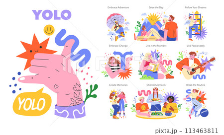 YOLO concept set. Illustration of embracing...のイラスト素材 [113463811] - PIXTA