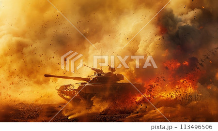 Tank Surrounded by Flamesのイラスト素材 [113496506] - PIXTA