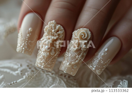Nail art mastery: a captivating showcase of 3d...のイラスト素材 [113533362 ...