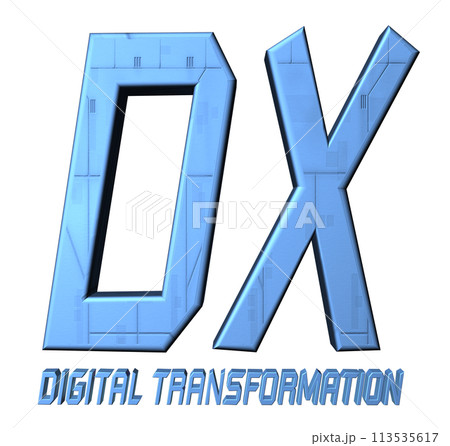 3DCG文字「DX（デジタルトランスフォーメーション）」ブルー,青のイラスト素材 [113535617] - PIXTA