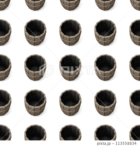 Empty Opened Wooden Cask Barrel Seamless...のイラスト素材 [113558834] - PIXTA
